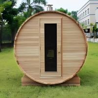 China Red Cedar Wood Barrel Sauna Wet Steam Traditional Wooden Sauna Room for sale
