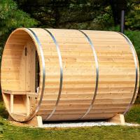 China Red Cedar Wood Barrel Sauna Wet Steam Traditional Wooden Sauna Room for sale