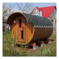 China Wood Outdoor Canadian Red Cedar Steam Barrel Sauna With Stove Heater for sale