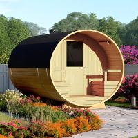 China Cedar Wood Outdoor Barrel Steam Saunas With Wood Burning Stoves for sale
