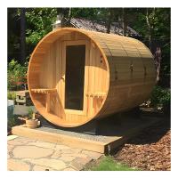 China Cedar Wood Outdoor Barrel Steam Saunas With Wood Burning Stoves for sale