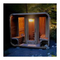 China Outdoor Dry Sauna Red Cedar Barrel Cube Sauna Room For 6- 8 People for sale