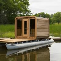 China Outdoor Dry Sauna Red Cedar Barrel Cube Sauna Room For 6- 8 People for sale