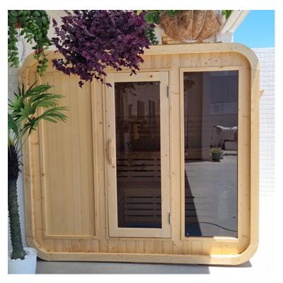 China Outdoor Dry Sauna 6-8 Person Pure Canadian Red Cedar Wooden Outdoor Steam Cube Sauna for sale