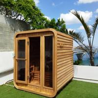China Adjustable Ventilation Hemlock Wood Outdoor Dry Sauna With Full Glass Door 8mm Tempered for sale