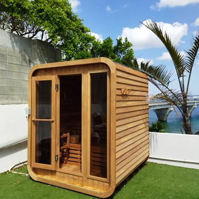 China Adjustable Ventilation Hemlock Wood Outdoor Dry Sauna With Full Glass Door 8mm Tempered for sale