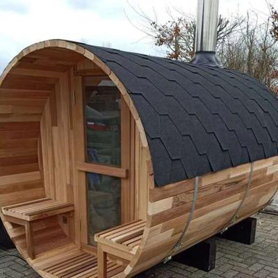 China Wood Dry Steam Traditional Cedar Barrel Sauna Room Outdoor Wooden Burning Barrel for sale