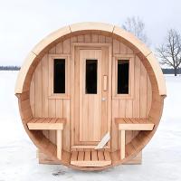 China Canadian Cedar Wood Outdoor Dry Steam Sauna Bath Room Cedar Barrel Sauna for sale