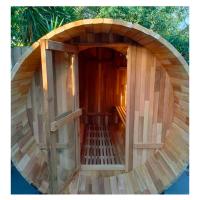 China Custom Outdoor Finland Wood Panoramic Barrel Sauna 4-8 Traditional Wood Fired Barrel Sauna for sale