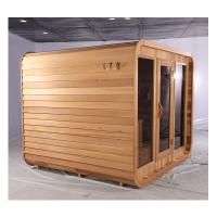 China Blue Tooth Music System Cedar Sauna Full Glass Door Outdoor Dry Sauna With Hemlock Wood for sale