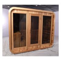 China Blue Tooth Music System Cedar Sauna Full Glass Door Outdoor Dry Sauna With Hemlock Wood for sale