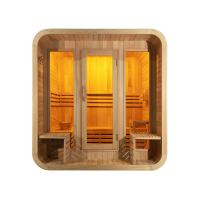 China 5-6 Person Hemlock Wood Outdoor Dry Sauna Full Glass Door Relax / Health Sauna Room for sale