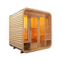 China 5-6 Person Hemlock Wood Outdoor Dry Sauna Full Glass Door Relax / Health Sauna Room for sale