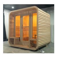 China 5-6 Person Hemlock Wood Outdoor Dry Sauna Full Glass Door Relax / Health Sauna Room for sale