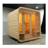 China Cedar Custom Outdoor Dry Sauna For 5-6 Persons 220V Hemlock Wood 8mm Tempered Glass for sale