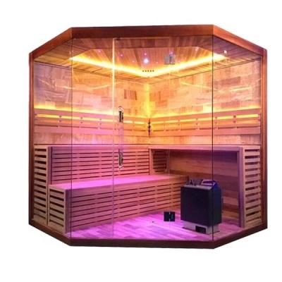 China 1750W Hemlock Cedar Home Sauna Room With 8mm Tempered Glass Computer Control Panel Safety System. for sale