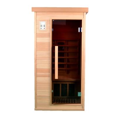 China Wooden Rectangular Home Sauna Room With Ceramic Heater Tempered Glass 0-60 Minute Timer for sale