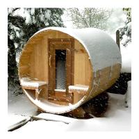 China Wood Burning Barrel Sauna With 8mm Tempered Glass Door 2-8 Person Capacity Voltage 220V/380V for sale