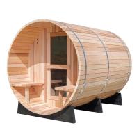 China Wood Burning Barrel Sauna With 8mm Tempered Glass Door 2-8 Person Capacity Voltage 220V/380V for sale