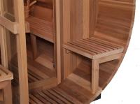 China Tempered Glass Wood Sauna Barrel Easy Installation 15-90.C Temperature Range for sale