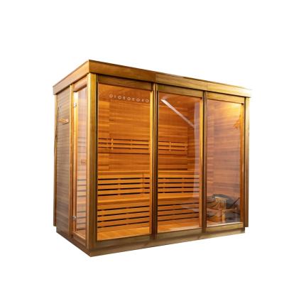 China Touch Screen Control Panel 6KW Stove Heater Hemlock / Red Cedar Steam Sauna Room With LED Light for sale