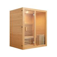 China Modern 6KW Stove Heater Hemlock Red Cedar Steam Sauna Room With LED Light For Ultimate Relaxation for sale