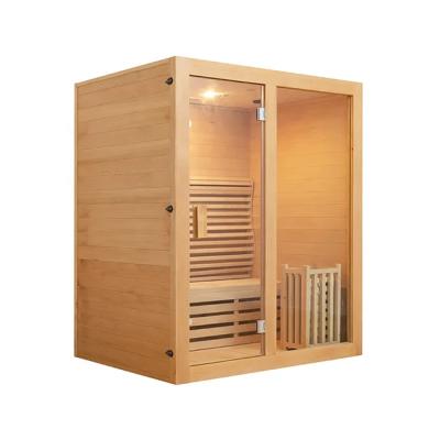 China Modern 6KW Stove Heater Hemlock Red Cedar Steam Sauna Room With LED Light For Ultimate Relaxation for sale