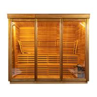 China Hemlock Steam Sauna Room With LED Light Ozone Generator And Touch Screen Control Panel for sale