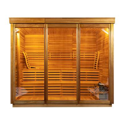 China Hemlock Steam Sauna Room With LED Light Ozone Generator And Touch Screen Control Panel for sale