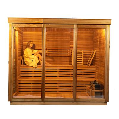 China Hemlock / Red Cedar Steam Sauna Room With Ozone Generator LED Light Modern Design Style for sale