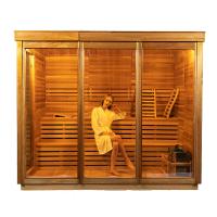 China Hemlock / Red Cedar Steam Sauna Room With Ozone Generator LED Light Modern Design Style for sale