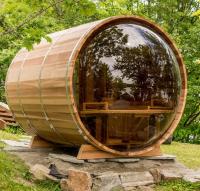 China Adjustable Full Glass Door Cedar Outdoor Dry Sauna With Bluetooth Music System For 5-6 Persons for sale