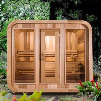 China Luxury Hemlock Outdoor Dry Sauna For 5 6 Persons Adjustable Ventilation 15-90 .C Temperature Range for sale