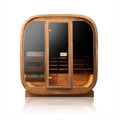 China Hemlock Outdoor Dry Sauna With Full Glass Door - 15-90℃ Temperature Range for sale