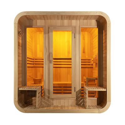 China Temperature 15 ~ 90 \u2103 HEMLOCK Outdoor Dry Sauna With Glass Door for sale