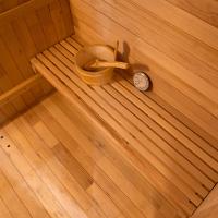China Cedar Outdoor Dry Sauna For 5-6 Persons With Full Glass Door / Bluetooth Music System for sale
