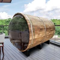 China Adjustable Ventilation Hemlock Wood Outdoor Dry Sauna Full Glass Door Temperature Range 15-90.C for sale