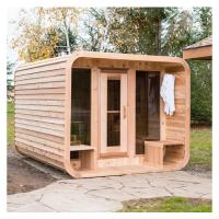 China Hemlock Outdoor Dry Sauna With Full Glass Door - 15-90℃ Temperature Range for sale