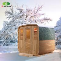 China Temperature 15 ~ 90 \u2103 HEMLOCK Outdoor Dry Sauna With Glass Door for sale