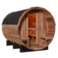 China Traditional Canadian Red Cedar Solid Wood Barrel Sauna Rooms Outdoor Wet Steam for sale