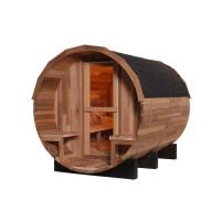 China Red Cedar Wood Fired Barrel Sauna Room Barrel Shaped 2 - 4 Person for sale