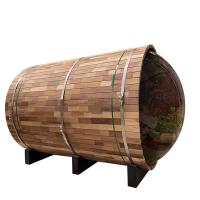 China Canadian Red Cedar Wood 6 Person Barrel Sauna Steam Room for Garden for sale