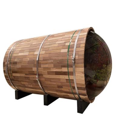 China Canadian Red Cedar Wood 6 Person Barrel Sauna Steam Room for Garden for sale
