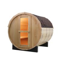 China 2 Person Hemlock Wet Dry Whiskey Barrel Sauna With Window Steam Room for sale