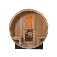 China 6KW Traditional Barrel Sauna 4 Person Canadian Hemlock Sauna Room for sale