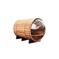China Electric Canadian Hemlock Wood Barrel Sauna Panoramic Round Cedar Sauna for sale