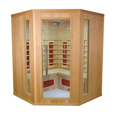 China Household 3 Person Corner Sauna Red Cedar Wood Custom Home Sauna for sale