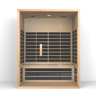 China Family 3 Person Red Cedar Far Infrared Sauna With 8mm Tempered Glass Door for sale