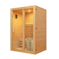 China Smartmak 1 Person Wood Steam Home Sauna Room with 8mm Tempered Glass door for sale