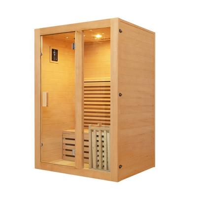 China Smartmak 1 Person Wood Steam Home Sauna Room with 8mm Tempered Glass door for sale
